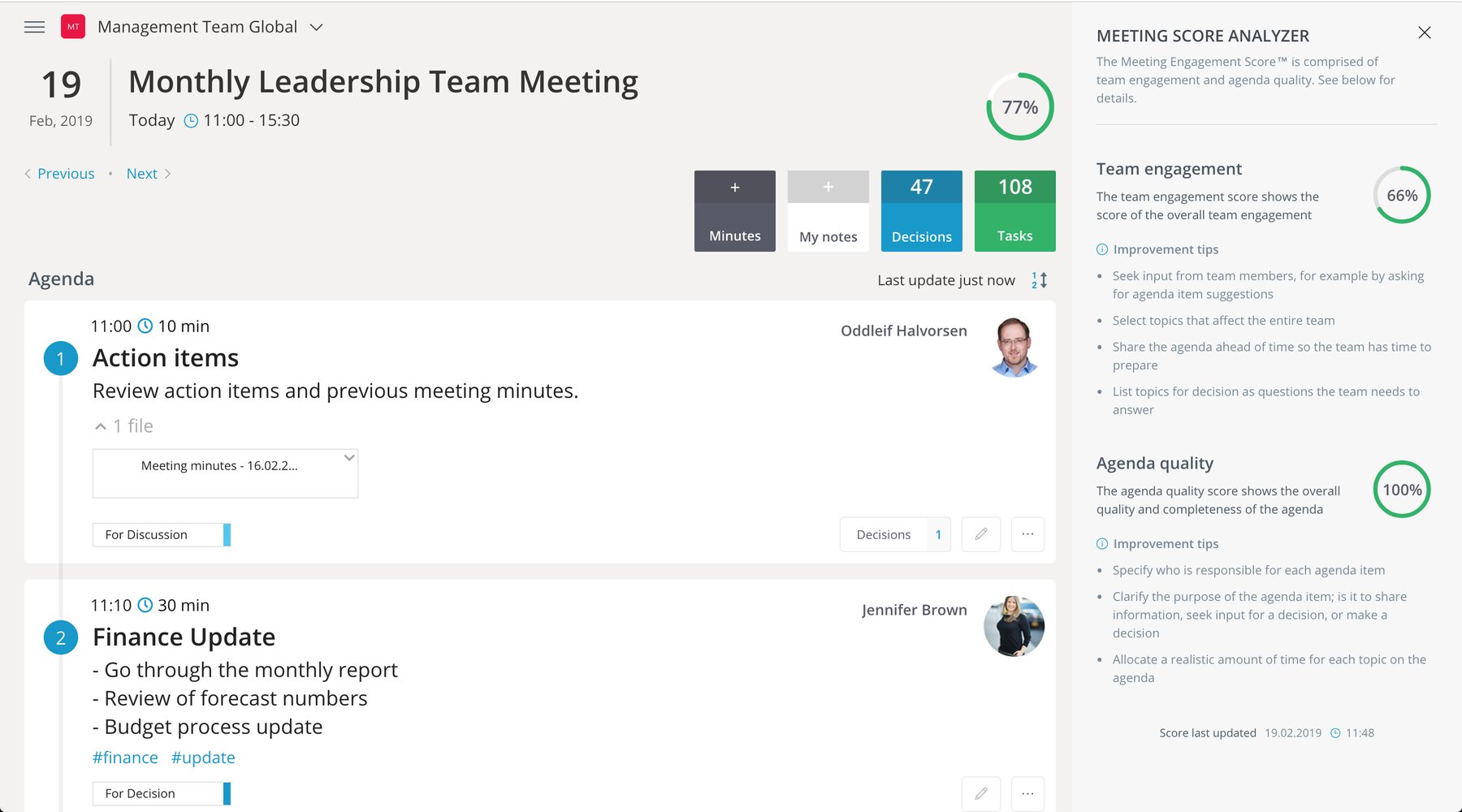 Measure your meetings with the Meeting Engagement Score™
